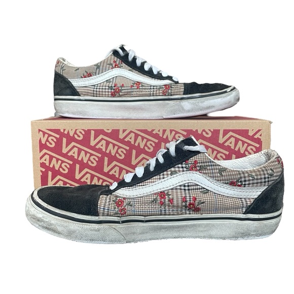 Vans | Shoes | Vans Old School Checkered Floral Sneakers Black And ...
